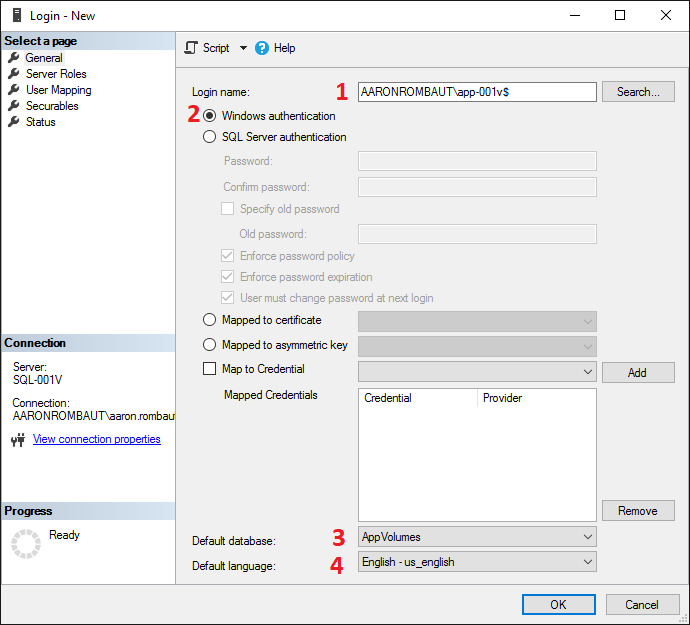 Adding A Computer Account To Ms Sql Server For A Vmware App Volumes Manager Database Bits And