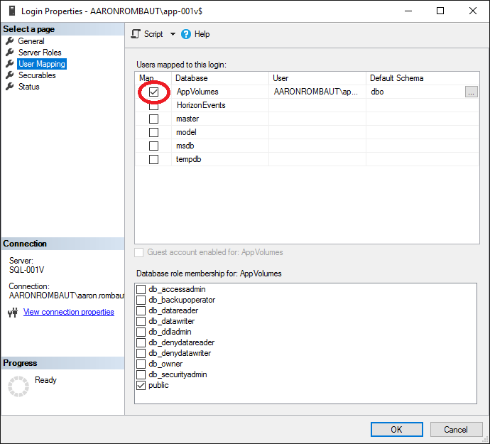 Adding A Computer Account To Ms Sql Server For A Vmware App Volumes Manager Database Bits